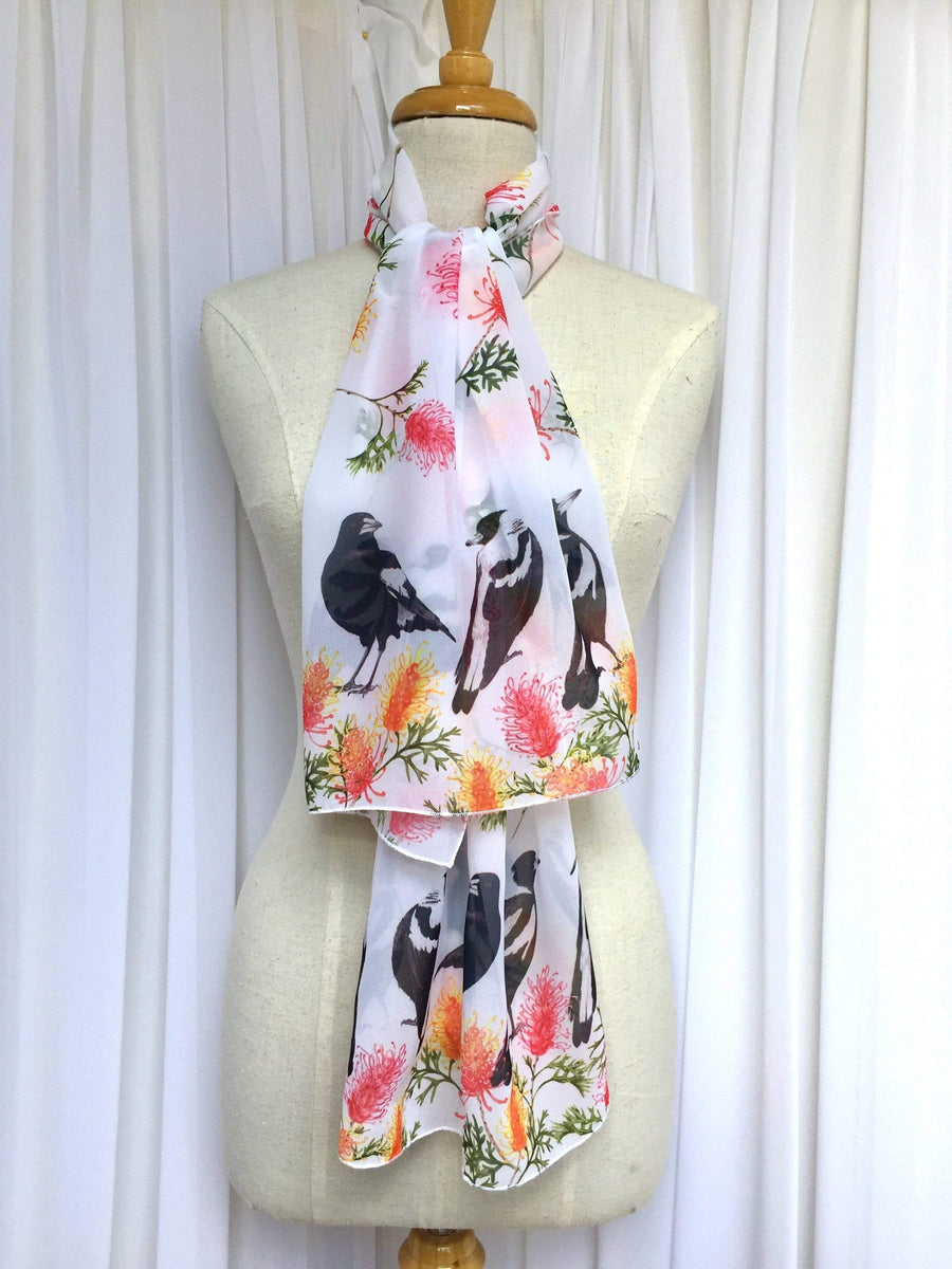Magpie Scarf Australian Made Native Flora Gifts by Silken Twine