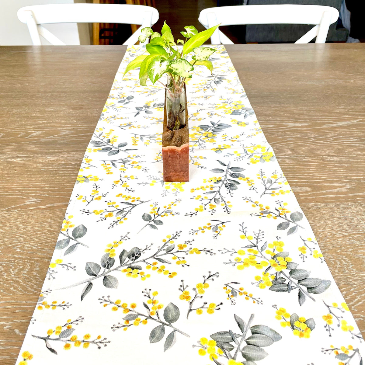 Australian Silver Wattle Table Runner | Australian Made | Silken Twine